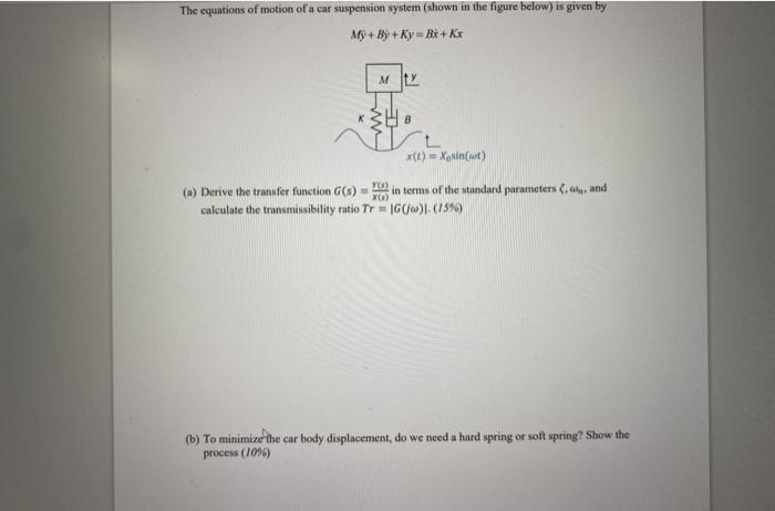 Solved The equations of motion of a car suspension system | Chegg.com