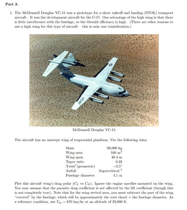 1. The McDonnell Douglas YC-15 was a prototype for a | Chegg.com