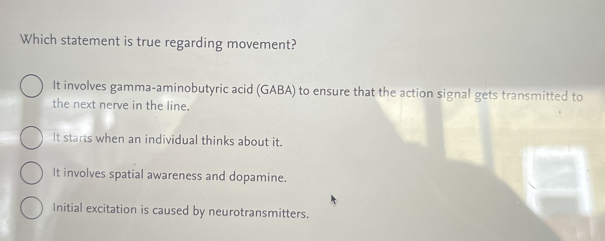 Solved Which statement is true regarding movement?It | Chegg.com