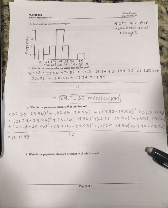 MATH-104 Finite Mathematics Final Project Do 05/15/20 | Chegg.com