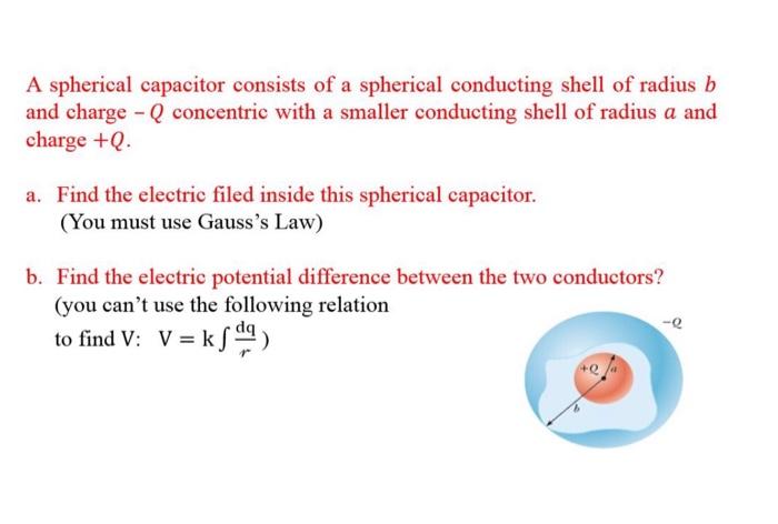 Solved A spherical capacitor consists of a spherical | Chegg.com