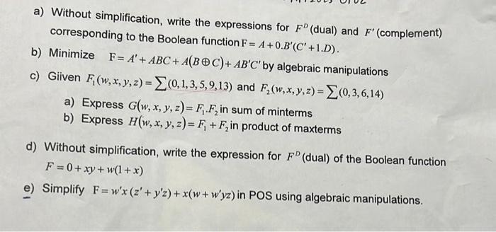 Solved a) Without simplification, write the expressions for | Chegg.com