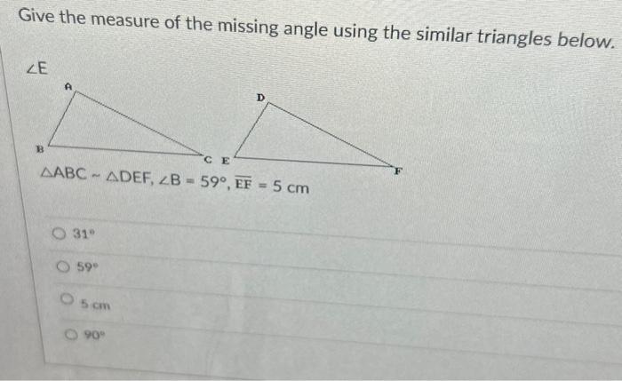 Solved Give the measure of the missing angle using the | Chegg.com