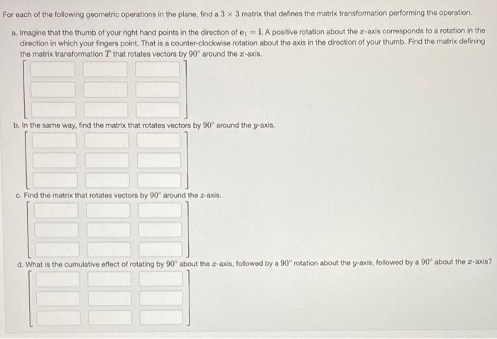 Solved For each of the following geometric operations in the | Chegg.com