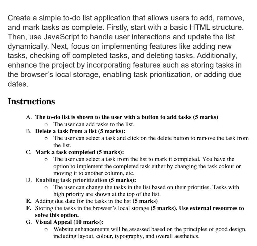 Solved Create a simple to-do list application that allows | Chegg.com