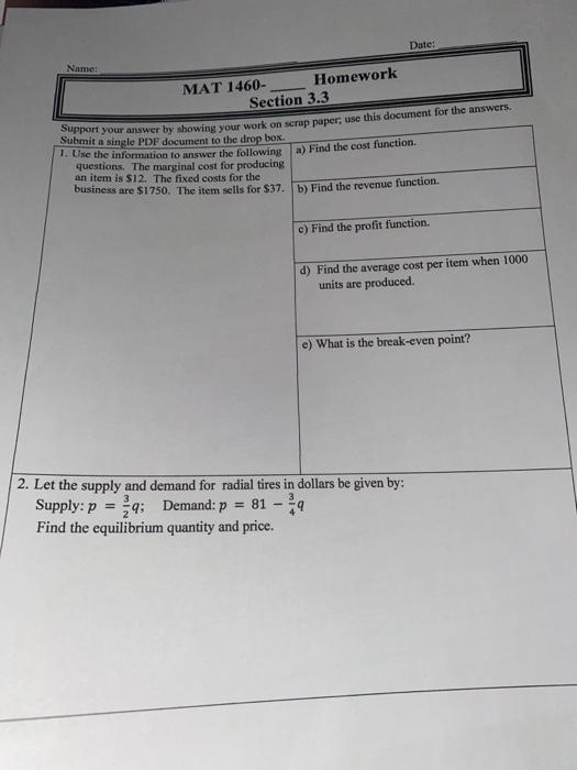Solved Date: Name: MAT 1460- Homework Section 3.3 Support | Chegg.com Solved Date: Name: MAT 1460- Homework Section 3.3 Support | Chegg.com