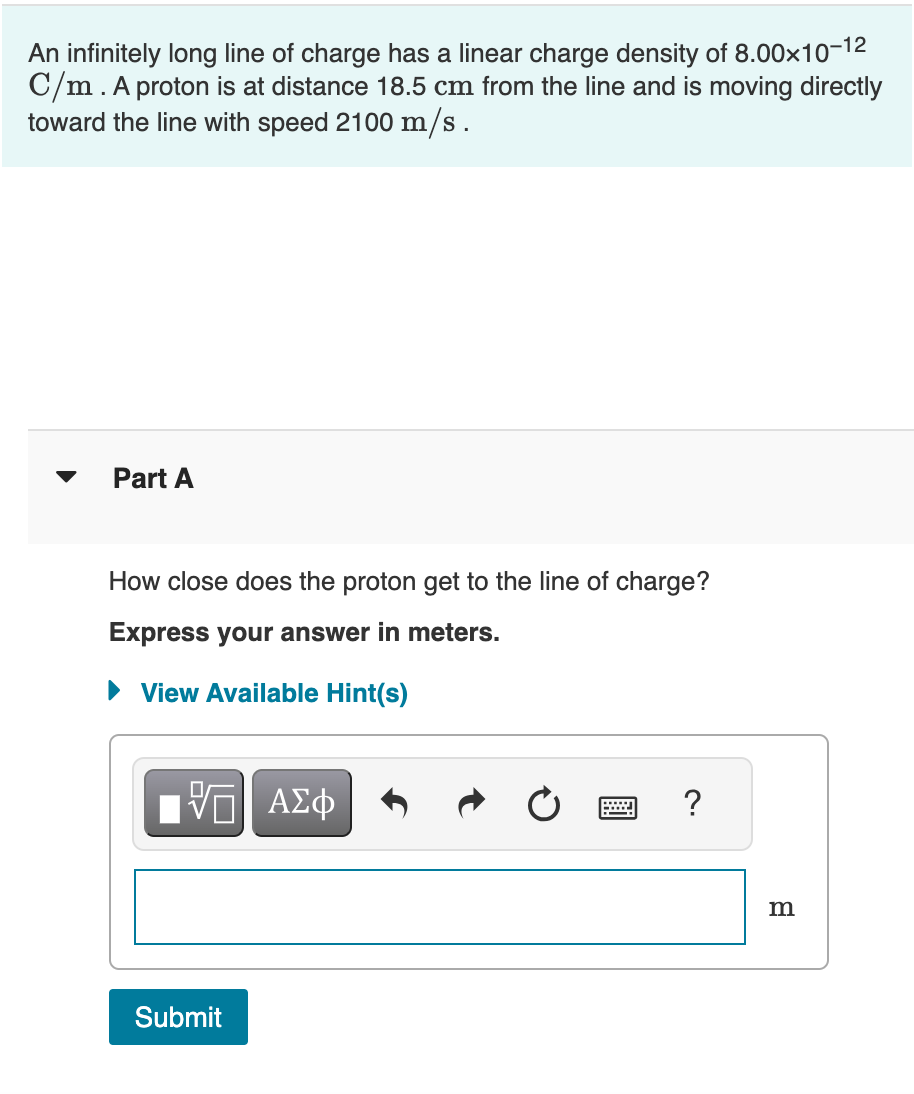Solved An infinitely long line of charge has a linear charge | Chegg.com