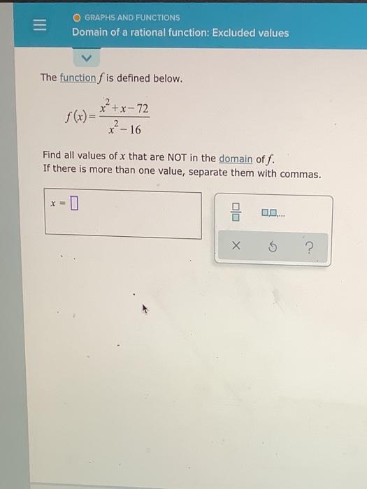 Solved = GRAPHS AND FUNCTIONS Domain of a rational function: | Chegg.com