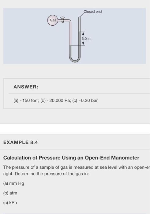 Solved 1). The pressure of a sample of gas is measured with | Chegg.com
