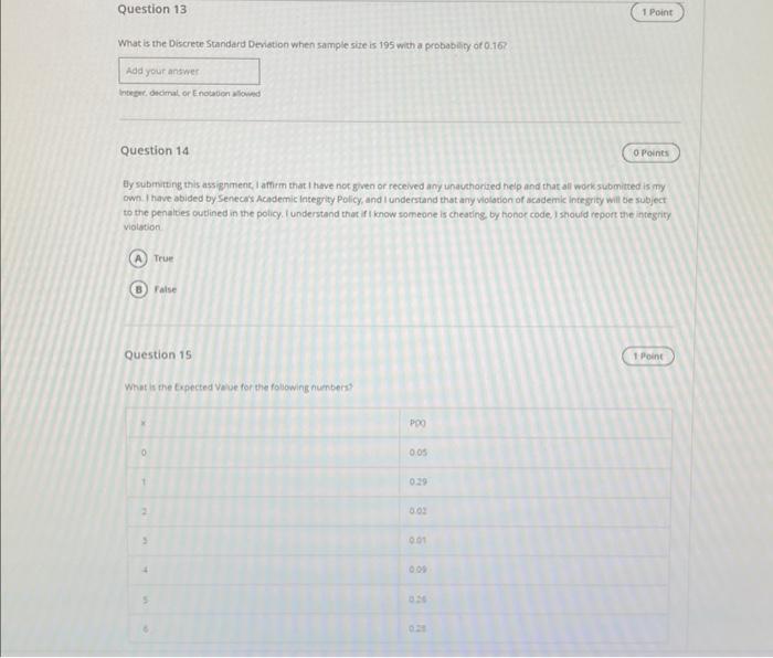 Solved What is the Discrete Standard Deviation when sample | Chegg.com