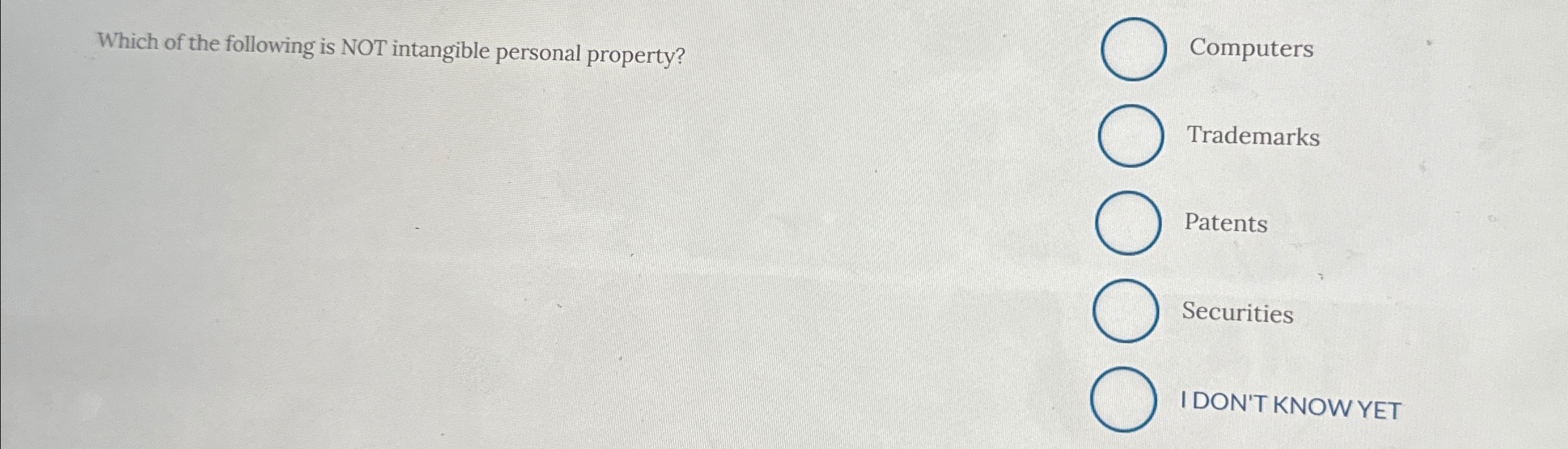 Solved Which of the following is NOT intangible personal | Chegg.com