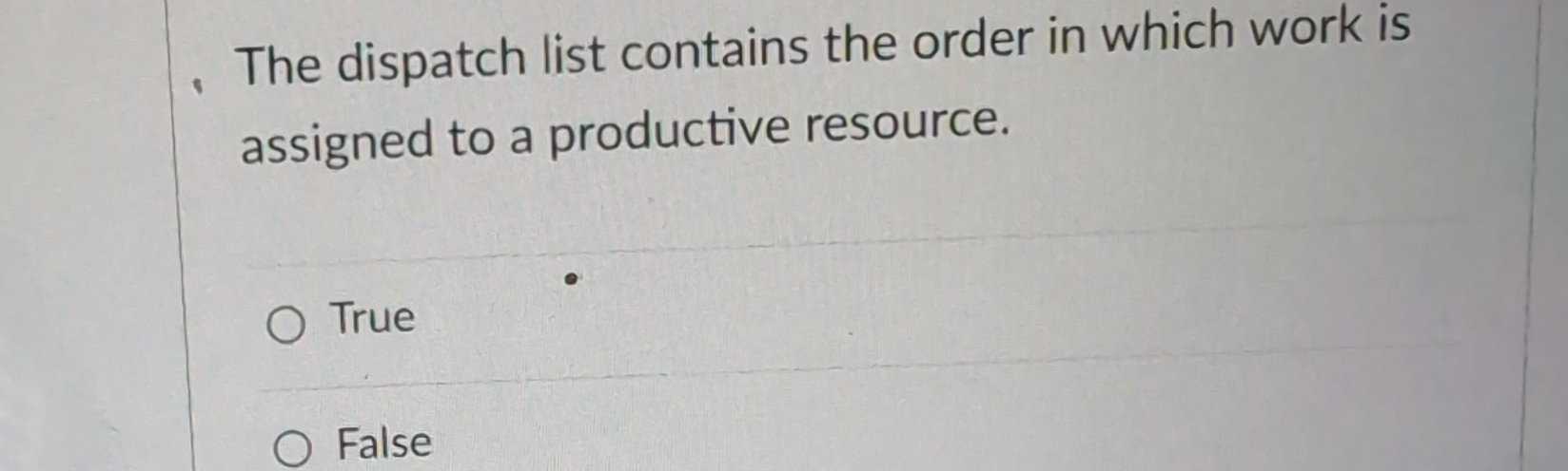 Solved The dispatch list contains the order in which work is | Chegg.com