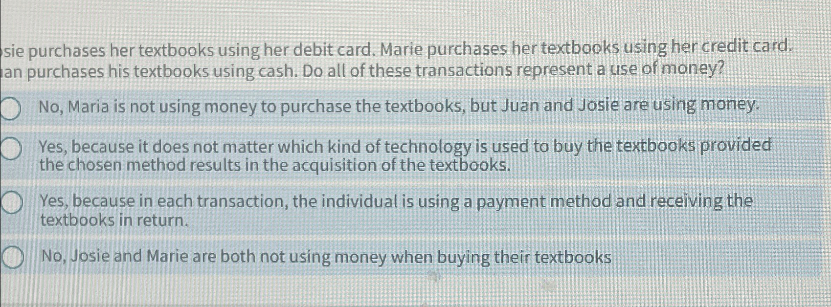 Solved sie purchases her textbooks using her debit card. | Chegg.com