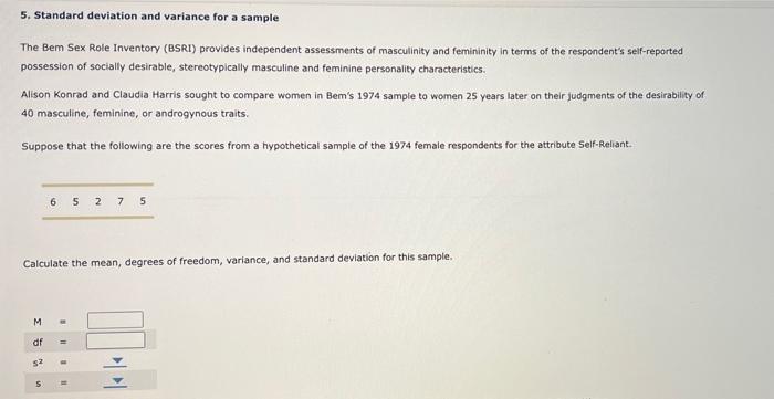 [solved] 5 Standard Deviation And Variance For A Sample T