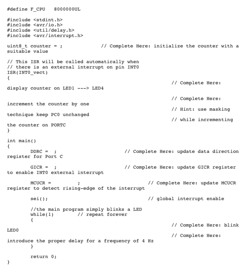 Solved PART 1: The ATmega8 ﻿microcontroller shown in Figure | Chegg.com