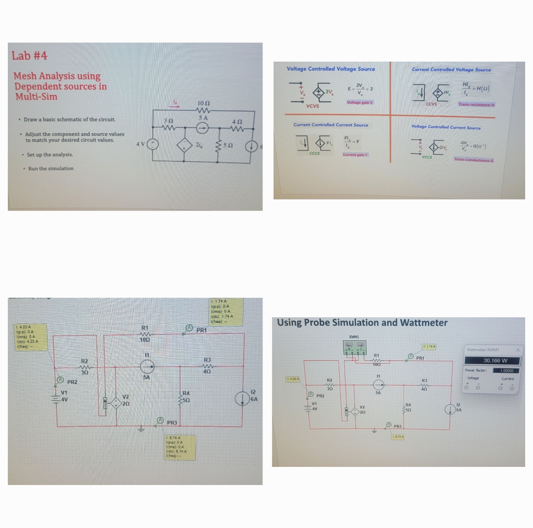 Solved Lab #4Mesh Analysis using Dependent sources in | Chegg.com