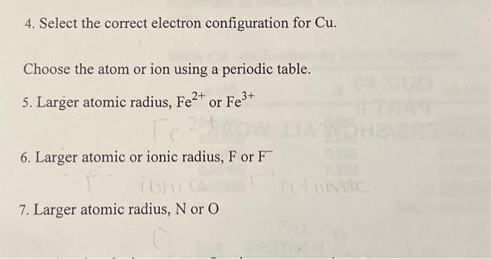 Solved 4. Select the correct electron configuration for Cu. | Chegg.com
