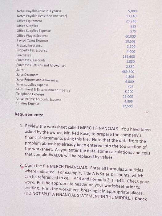 Solved Problem 5 - Merchandising Company Financial | Chegg.com