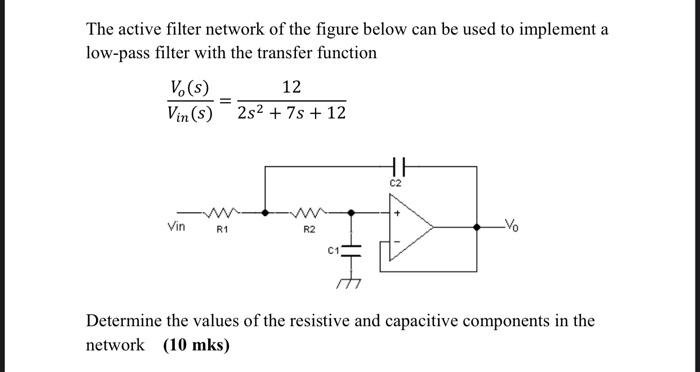 Solved The active filter network of the figure below can be | Chegg.com