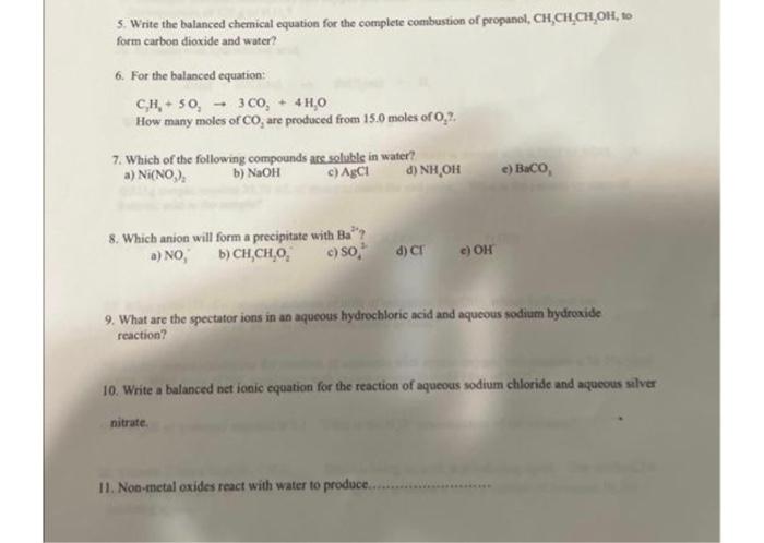[Solved]: please show workings 5. Write the balanced chemica