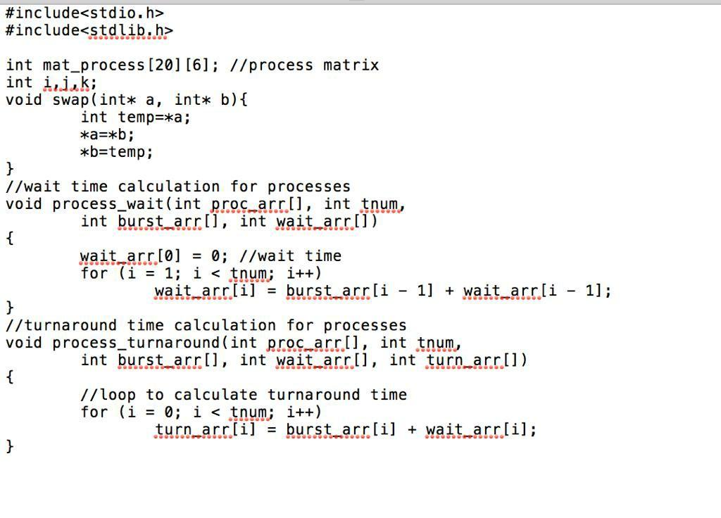 Solved #include #include 36506800 int mat_process [20] [6]; | Chegg.com