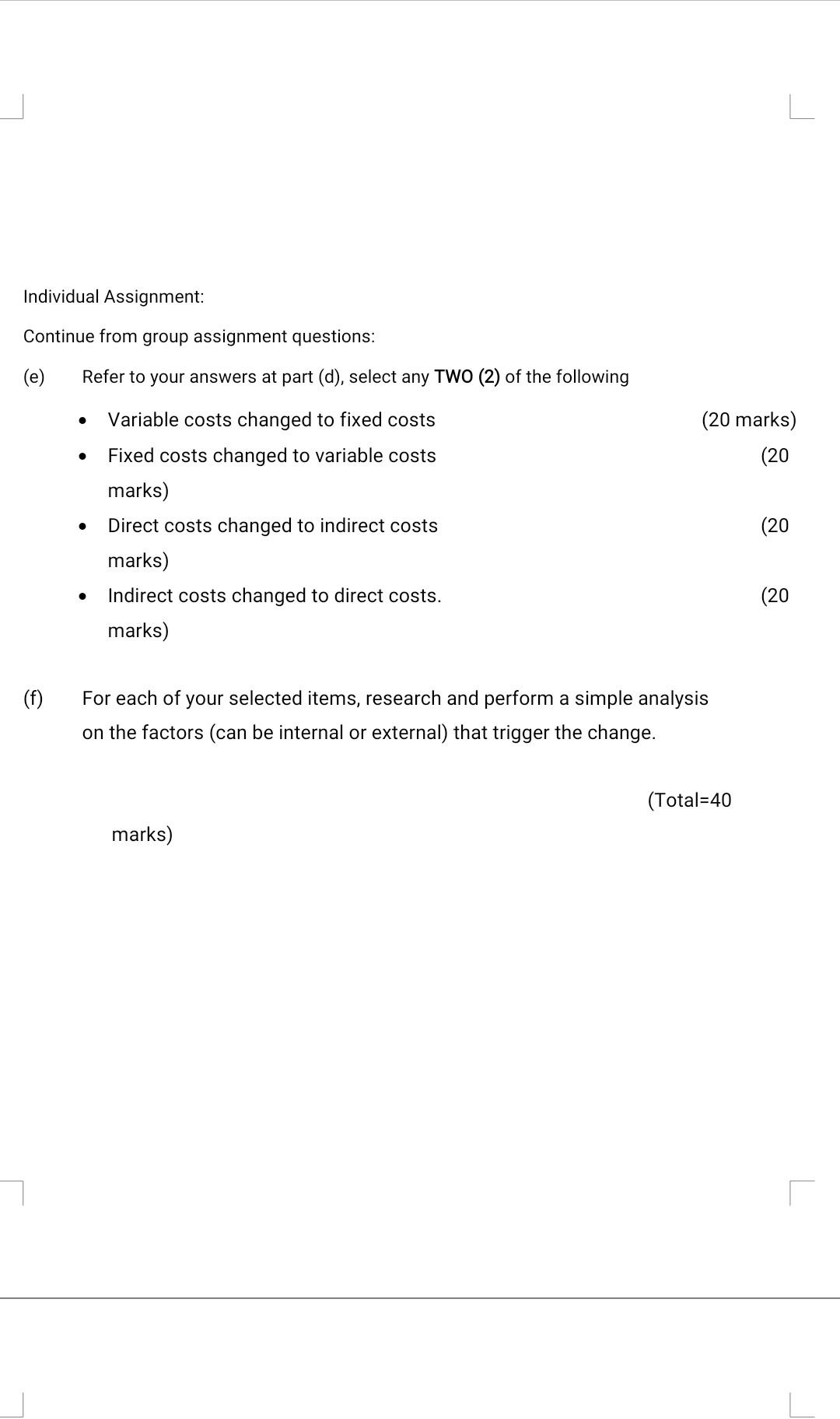 Solved Individual Assignment: Continue from group assignment | Chegg.com