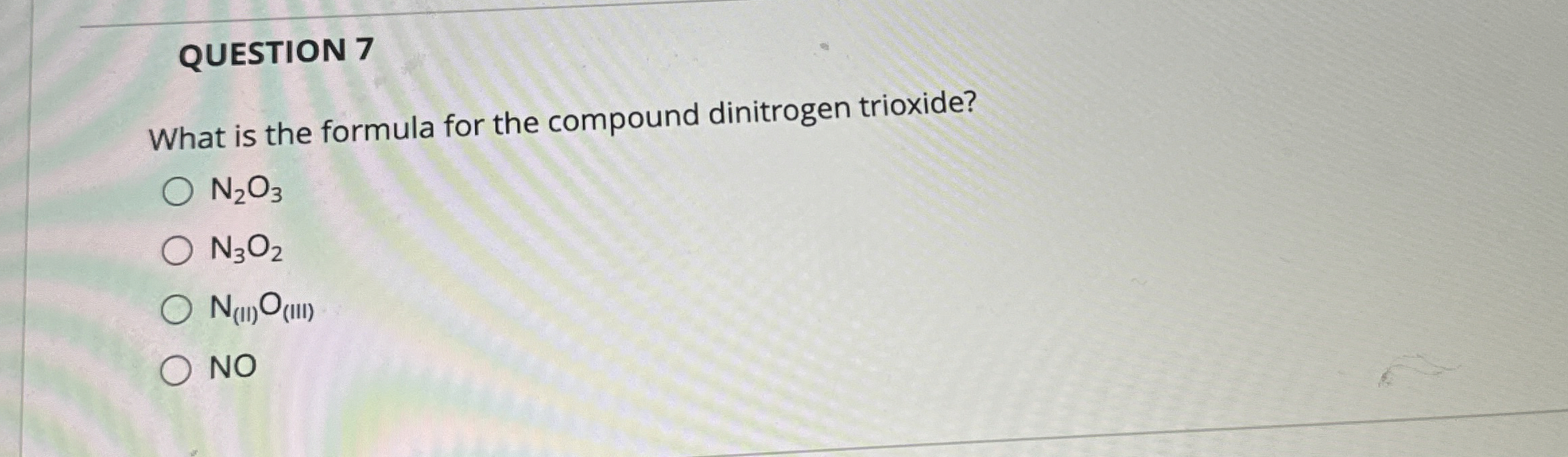 Solved QUESTION 7What is the formula for the compound | Chegg.com