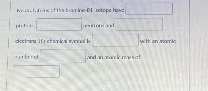 Solved Neutral atoms of the bromine-81 isotope have protons, | Chegg.com