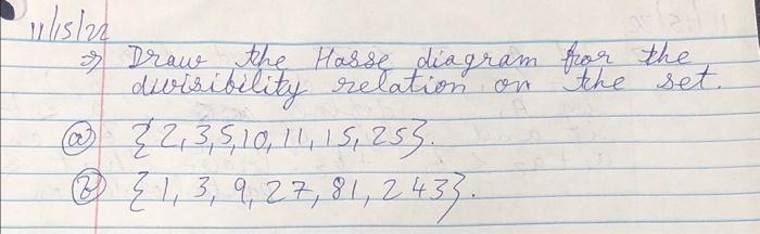 Solved ⇒ Draw the Hasse diagram for the divisibility | Chegg.com