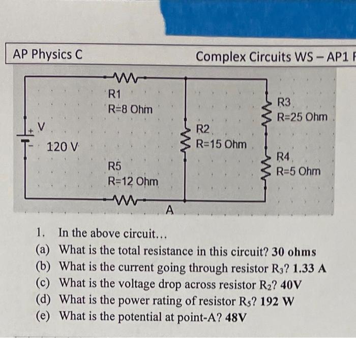 Solved 1. In the above circuit... (a) What is the total | Chegg.com