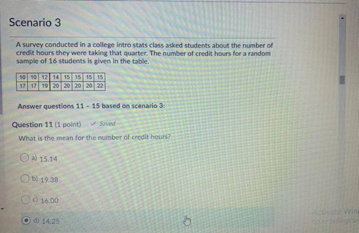 Solved Scenario 3 A survey conducted in a college intro | Chegg.com