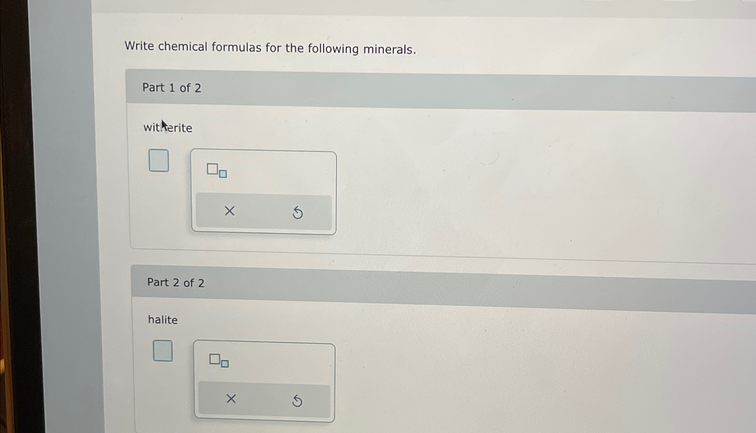 Solved Write chemical formulas for the following | Chegg.com