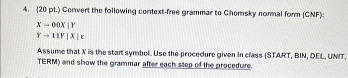 Solved (20 pt.) Convert the following context-free grammar | Chegg.com