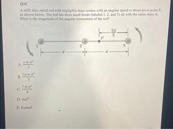 Solved A stiff, thin, metal rod with negligible mass rotates | Chegg.com