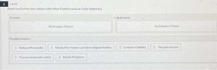 Solved Ipoint Match each of the descriptions with either | Chegg.com