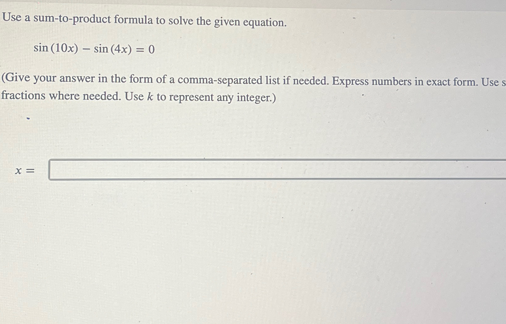 Solved Use a sum-to-product formula to solve the given | Chegg.com