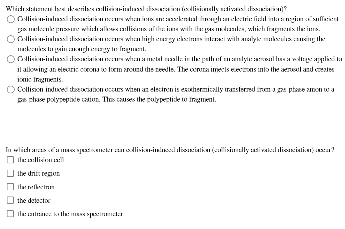 Solved Which statement best describes collision-induced | Chegg.com
