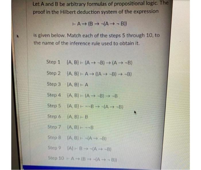 Solved Let A and B be arbitrary formulas of propositional | Chegg.com