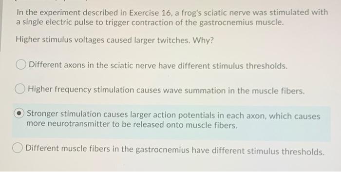 Solved In the experiment described in Exercise 16, a frog's | Chegg.com