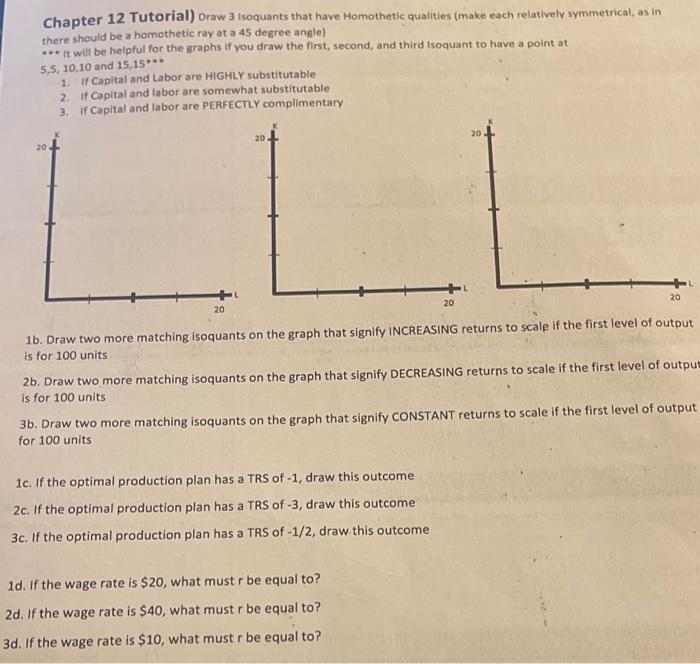 Chapter 12 Tutorial) Draw 3 Isoquants that have | Chegg.com