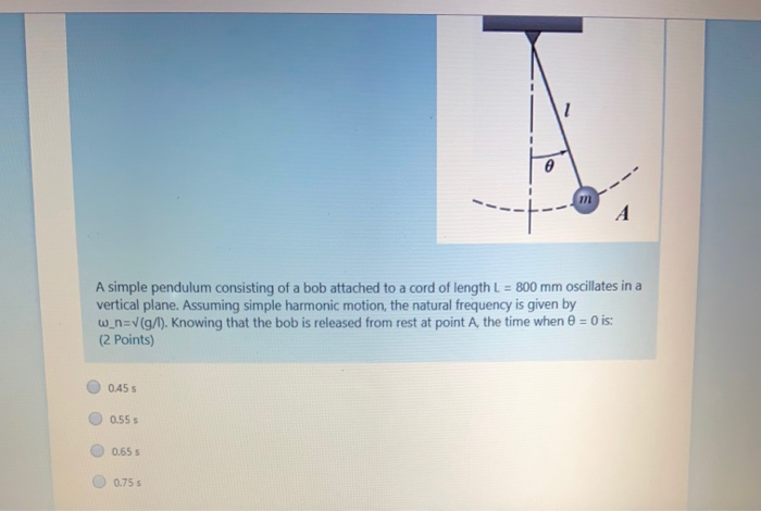 Solved 0 A simple pendulum consisting of a bob attached to a | Chegg.com