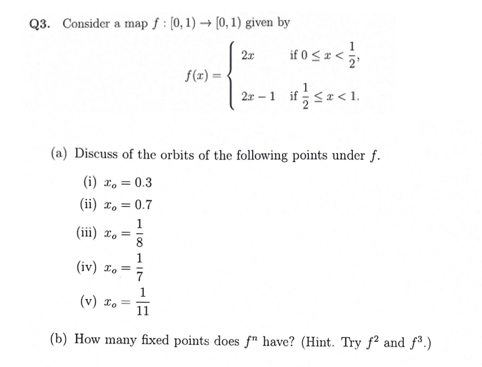 Solved Q3. ﻿Consider a map f:[0,1)→[0,1) ﻿given | Chegg.com