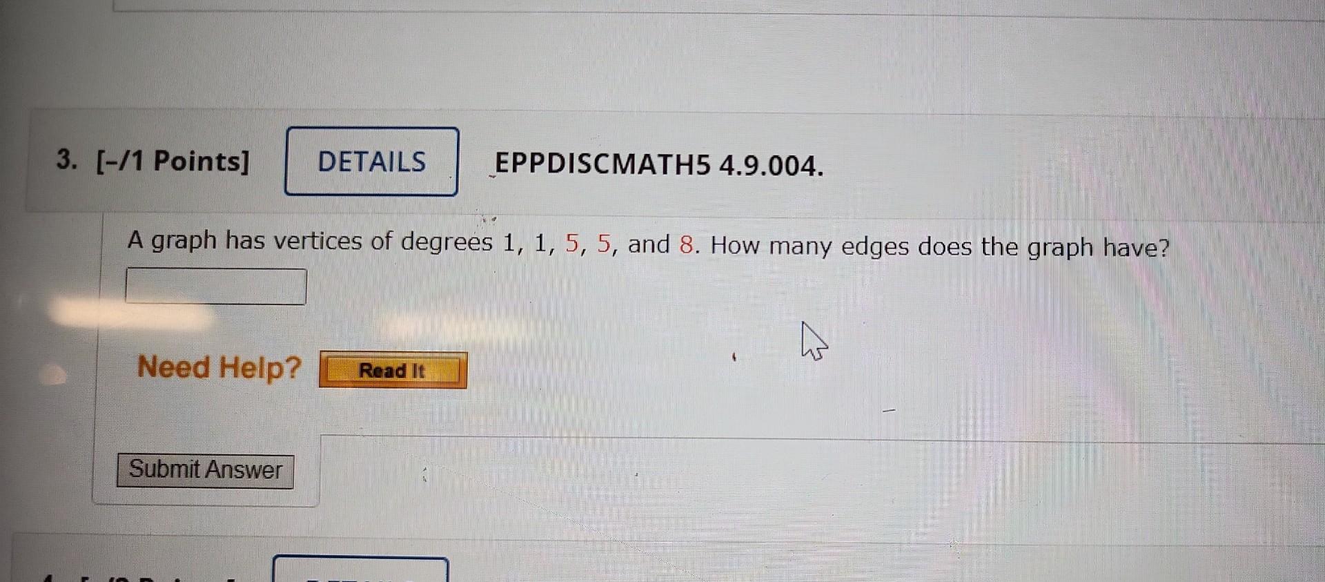 Solved A graph has vertices of degrees 1,1,5,5, and 8 . How | Chegg.com