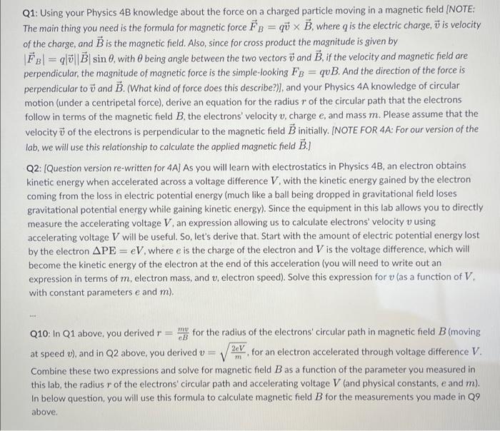 Solved Q1: Using your Physics 4B knowledge about the force | Chegg.com