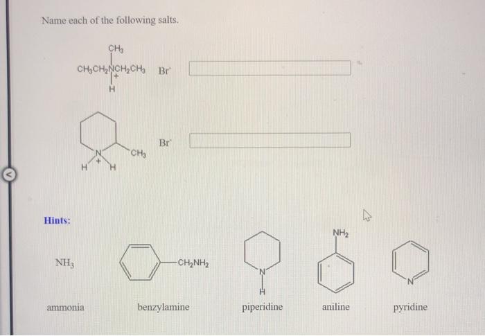 Solved Name each of the following salts. CHICHEN CHCH, | Chegg.com