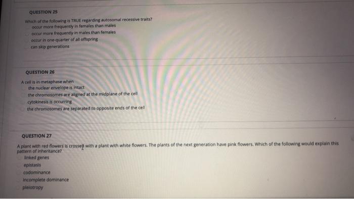 Solved QUESTION 25 Which of the following & TRUE regarding | Chegg.com