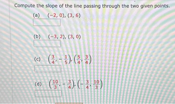 Solved Compute the slope of the line passing through the two | Chegg.com