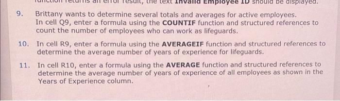 Solved 9. Brittany wants to determine several totals and | Chegg.com