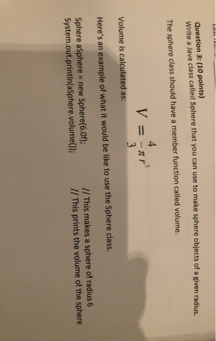 Solved Question 3: (10 points) Write a Java class called | Chegg.com
