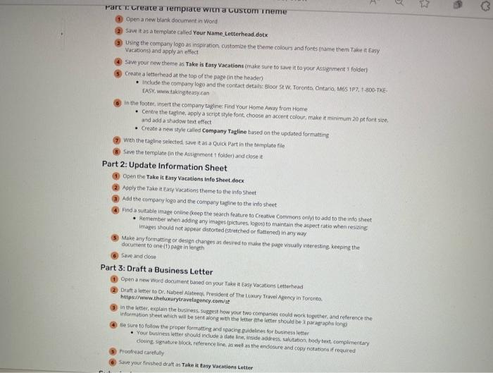 Part I: Create a rempiate wrtn a custom ineme Open | Chegg.com